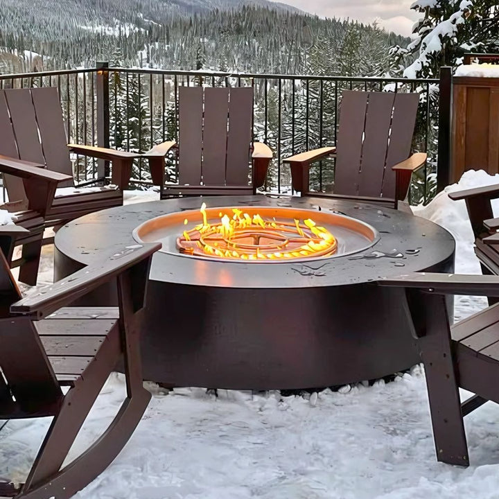 Unity Round Steel Gas Fire Pit 24" High (3 sizes) | FirePit Outfitter ...